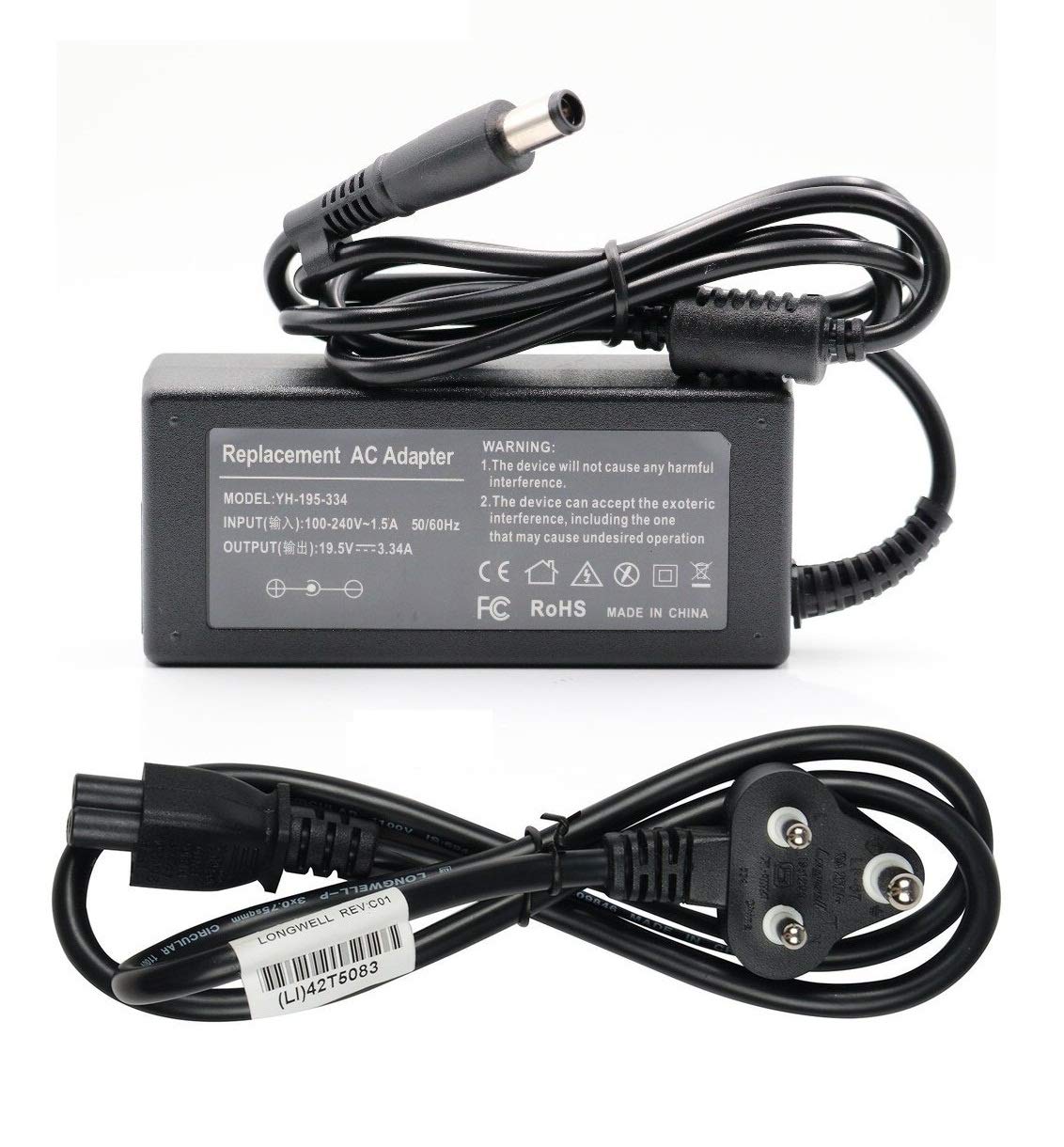 Buy Compatible Dell 65w Moti Pin Laptop Power Adapter 19.5V 3.34A with ...